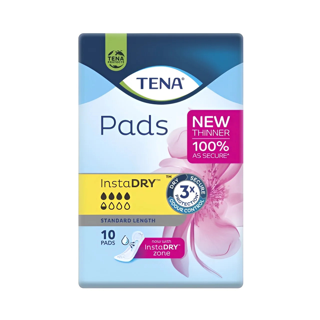 Tena Pads Instadry Standard Length 310 x 121mm 295ml - 10 Pk