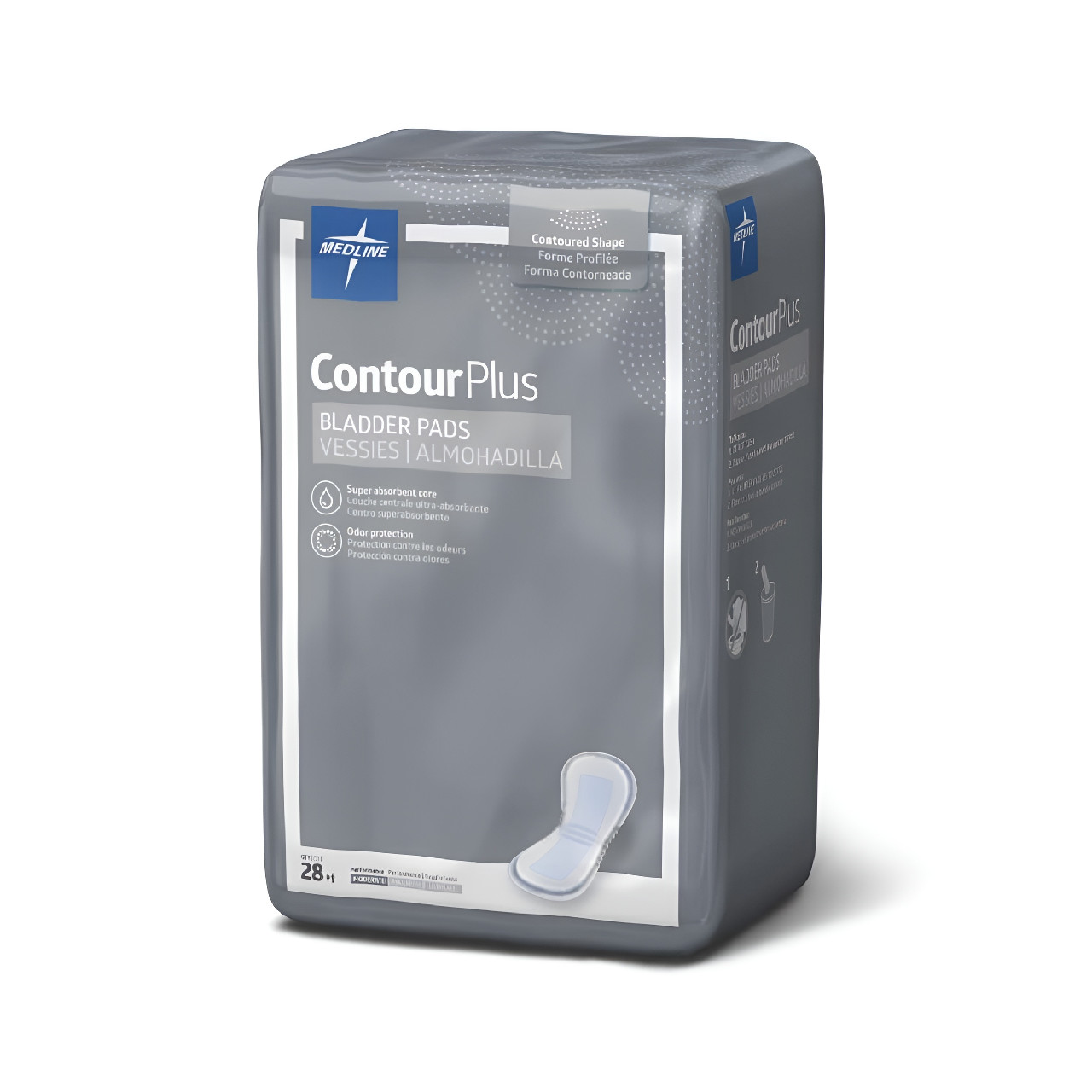 Medline Contour Plus Pads Midi 80 x 270mm 402ml - 28 Pack
