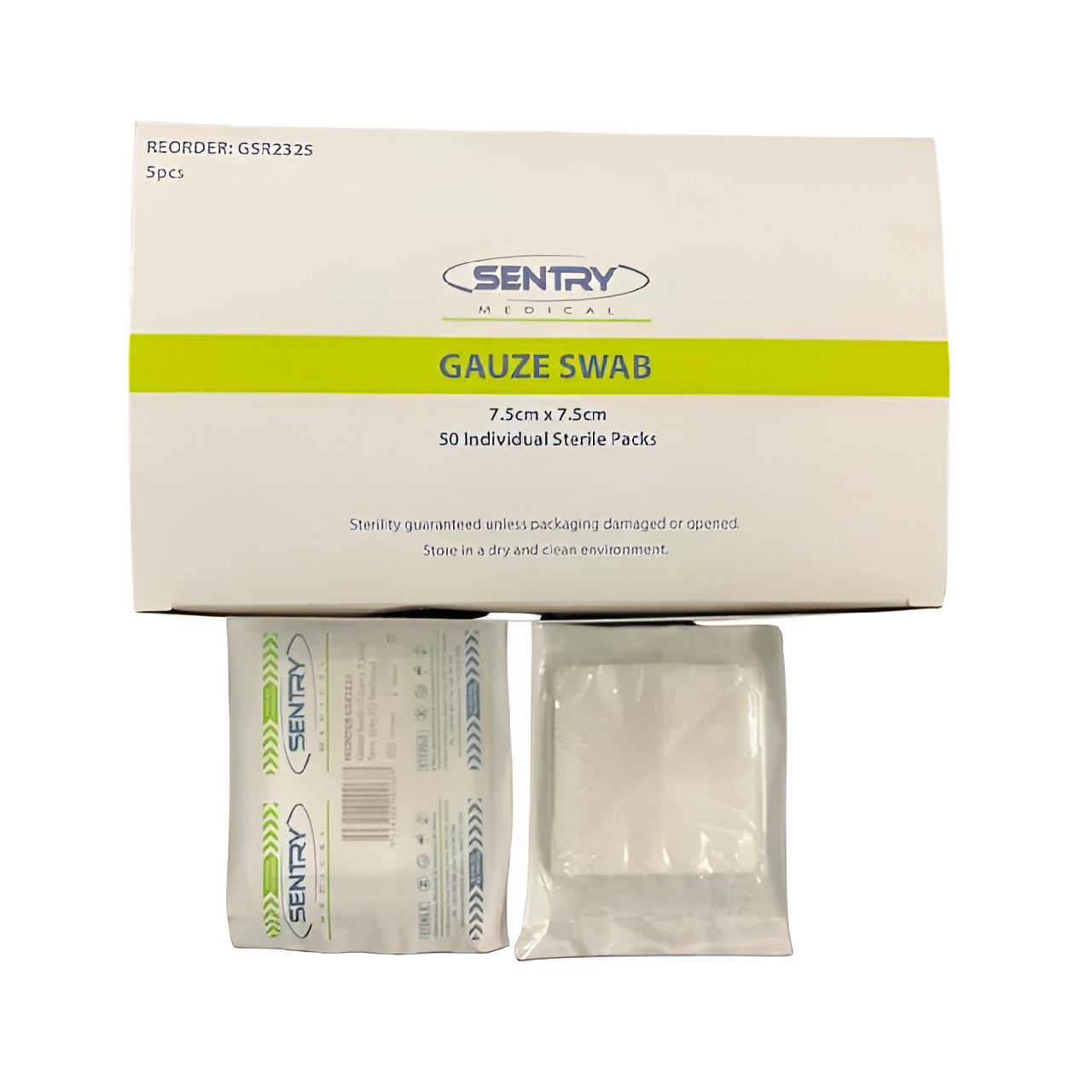 Gauze Swabs 7.5 x 7.5cm 8 Ply Sterile Sentry - 5 x 50 Pack