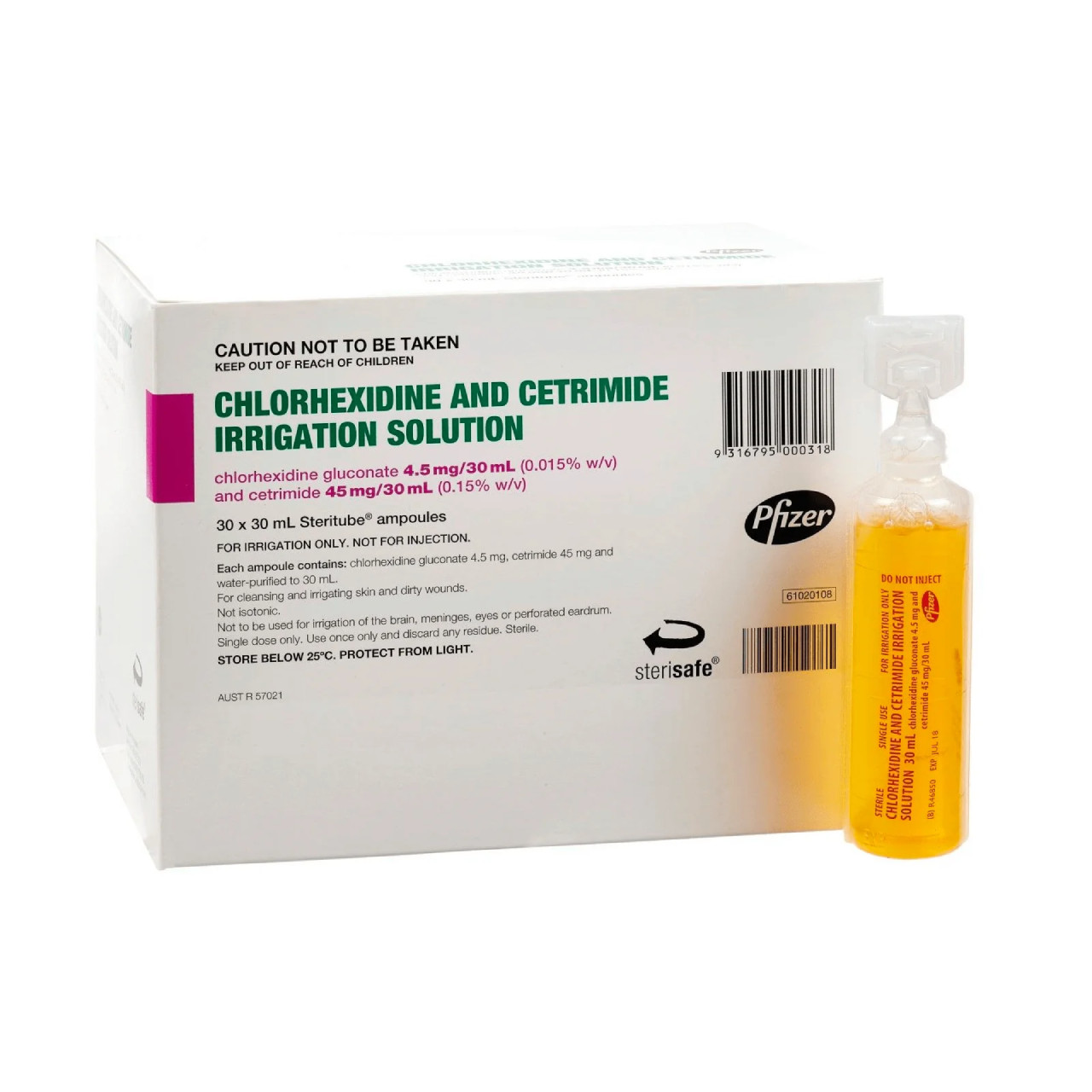 Chlorhexidine Cetrimide 30ml Ampoules Yellow - 30 Pack