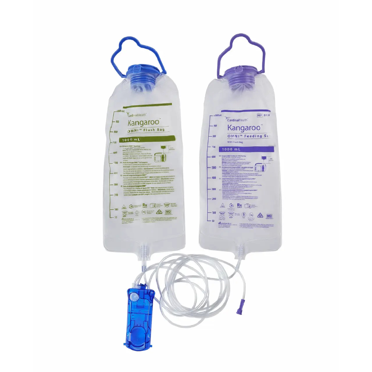 Kangaroo OMNI Feeding Set 1000mL With Flush Bag, Non-sterile
