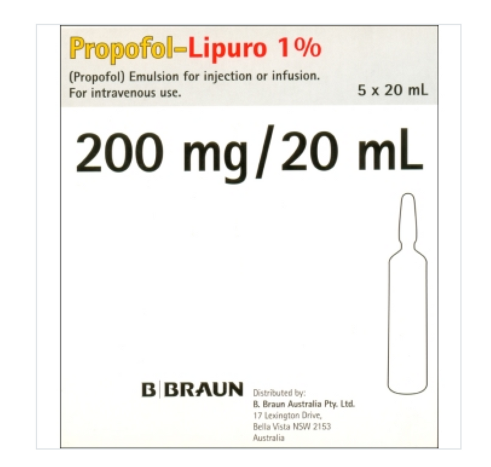Propofol Lipuro Anaesthetics 1% 200mg 20mL - 5 Pack