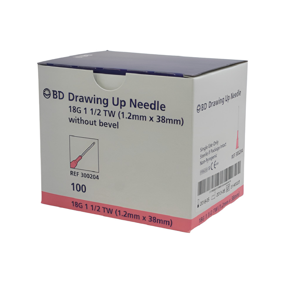 BD Needle Drawing Up Sterile 18Fg Blunt 1.2 x 38mm 100 Pack
