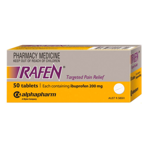 Rafen Ibuprofen Pain Relief Tablets 200Mg - 50 Pack