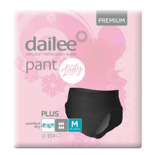 Dailee Pants Lady Premium Plus Black | Ultra-Slim - 15 Pack