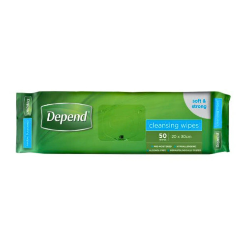 Depend Hygiene Cleansing Wipes 20 x 30cm - 50 pack