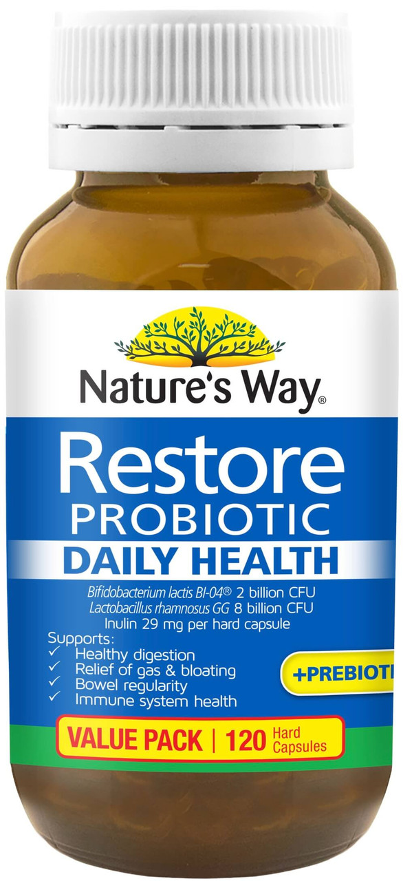 Nature's Way Restore Probiotic Daily Health 120 Caps x 3 Pack on sale!