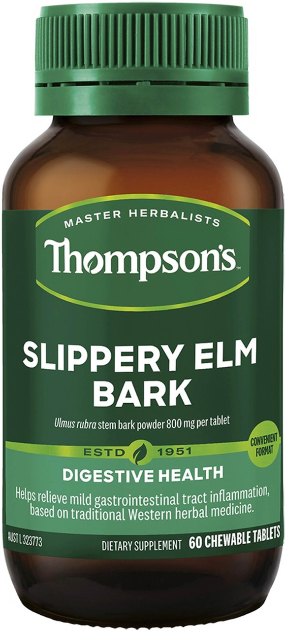 Thompsons High Strength Slippery Elm Bark 800mg 60 Chewable Tablets on ...