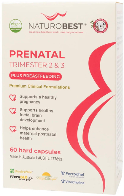 NaturoBest Prenatal Trimester 2 & 3 Plus Breastfeeding 60 Caps on sale!