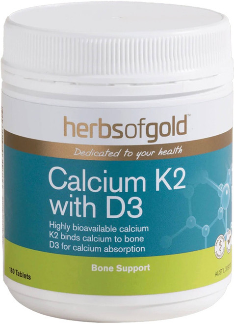 Herbs of Gold Calcium K2 with D3 180 Tabs on sale!