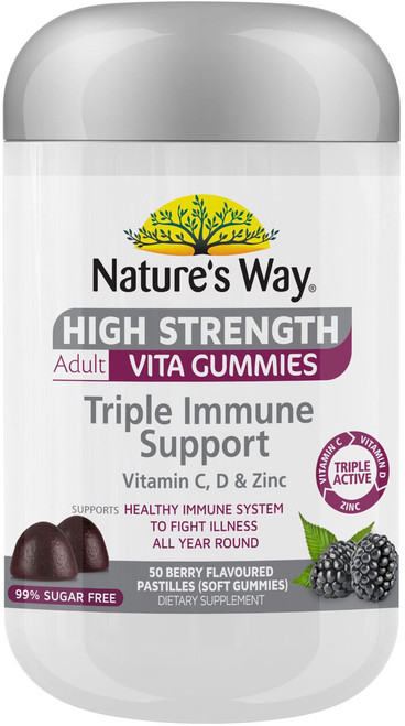 Nature's Way High Strength Adult Vita Gummies Triple Immune Support 50 ...