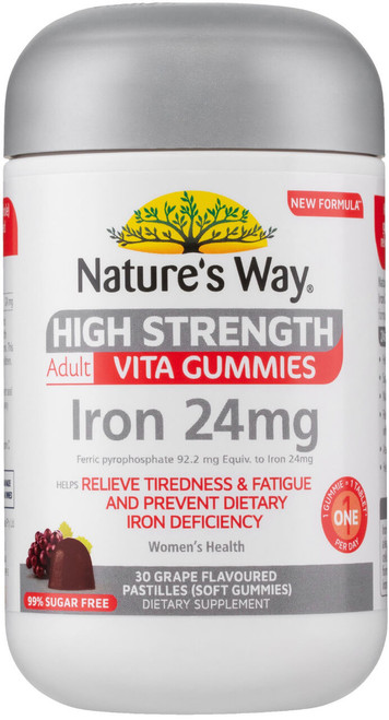 Nature’s Way High Strength Iron 24mg 30 Adult Vita Gummies x 3 Pack on ...