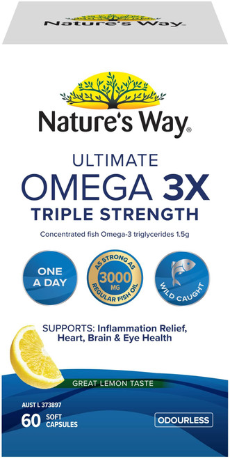 Nature's Way Ultimate Omega 3X Triple Strength 60 Caps x 3 Pack on sale!