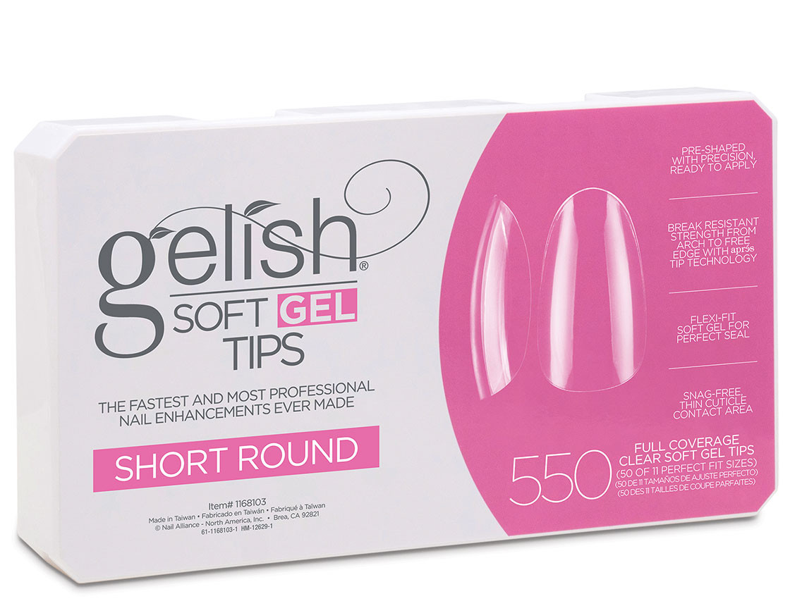 Gelish Soft Gel Tips, Short Round, 550 Pack | Ellisons