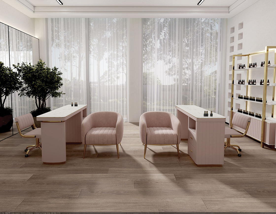 Esthetix Lia client chair, pink/gold - Ellisons