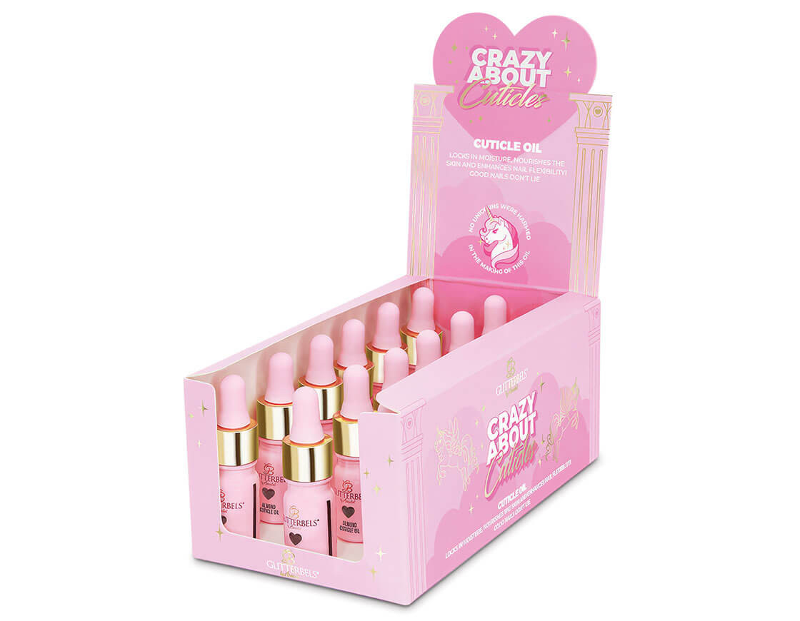 Glitterbels cuticle oil 5ml display stand, almond (18) - Ellisons