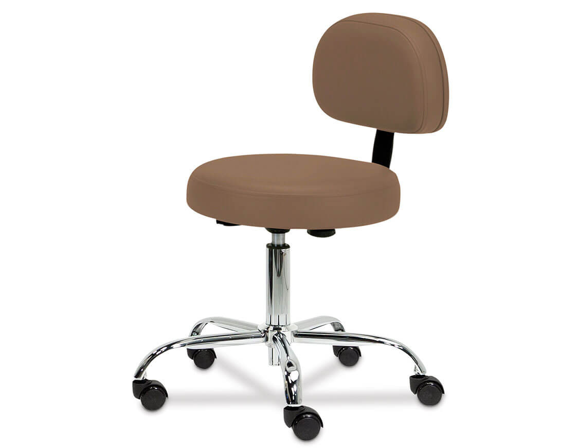 Pneumatic rolling stool with back, UL White | Chai