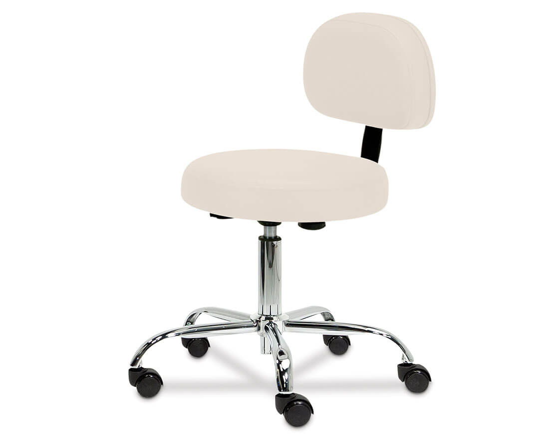 Pneumatic rolling stool with back, UL White | Chai