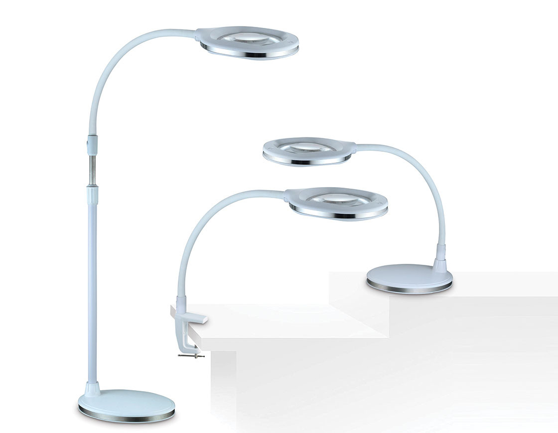 Native Lighting 3-in-1 floor magnifier light, white - Ellisons