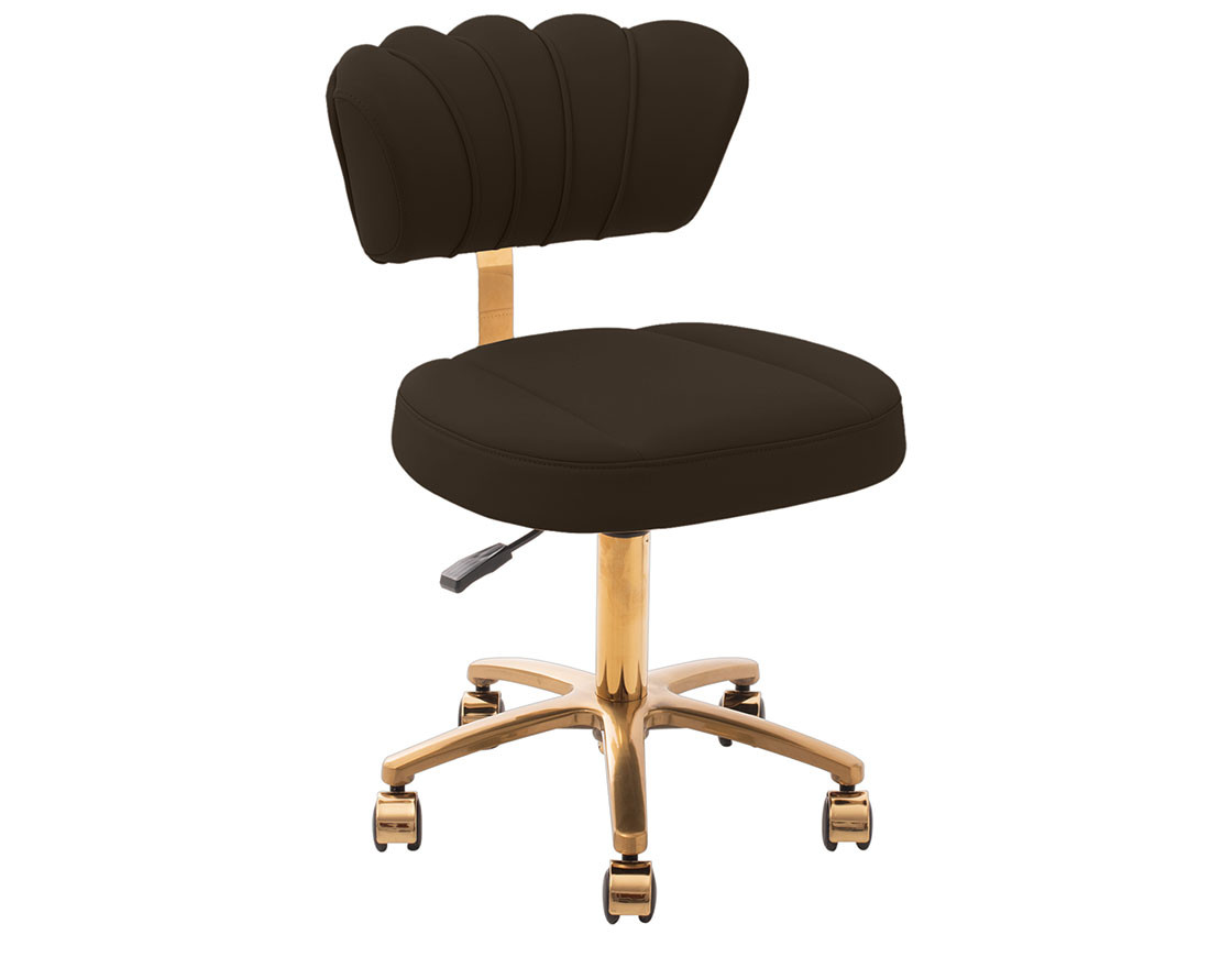 Esthetix Sienna therapist stool, Espresso/Gold | Ellisons