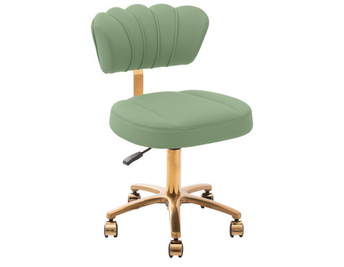 Esthetix Sienna therapist stool, Sage Green/Gold | Ellisons