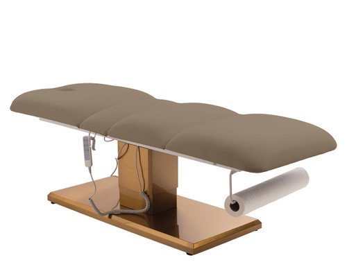 Esthetix Aria electric couch, Cappuccino/Gold | Ellisons