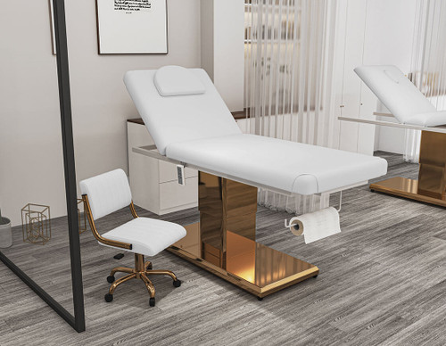 Esthetix Arabella Electric Beauty Bed, White/Gold | Ellisons