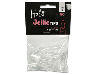 Halo Jellie nail tips long stiletto, sizes 5 (50) - Ellisons