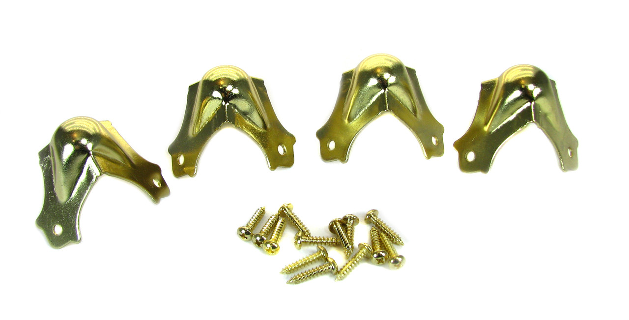 4pc. Medium Brass Trunk Corners with Screws - C. B. Gitty Crafter Supply