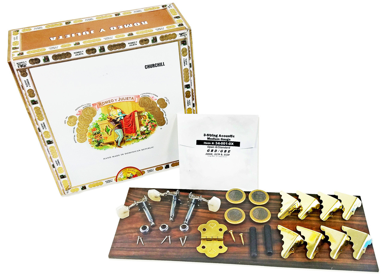 Basic Cigar Box Guitar Kit with How-To Guide - Choose 3 or 4 String ...