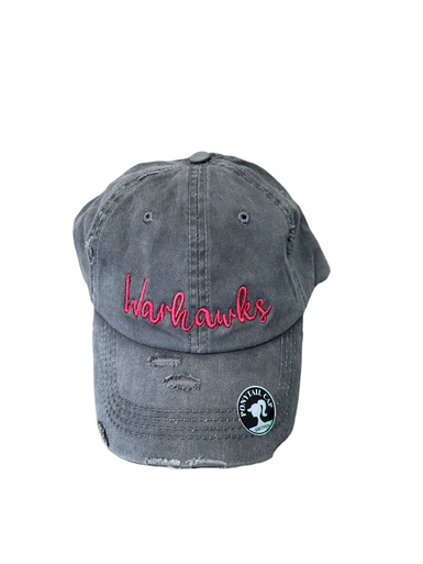 Warhawks Dark Grey Ponytail Hat - Mascot Name - Two Dandelions Designs