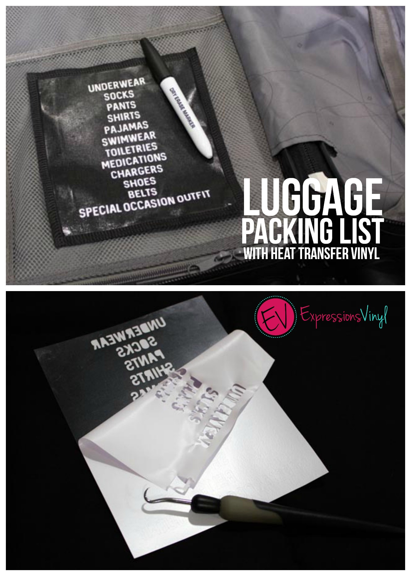 Packing list with vinyl - Expressions Vinyl