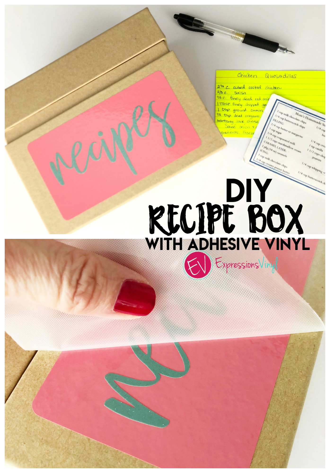 Recipe Box with vinyl - Expressions Vinyl