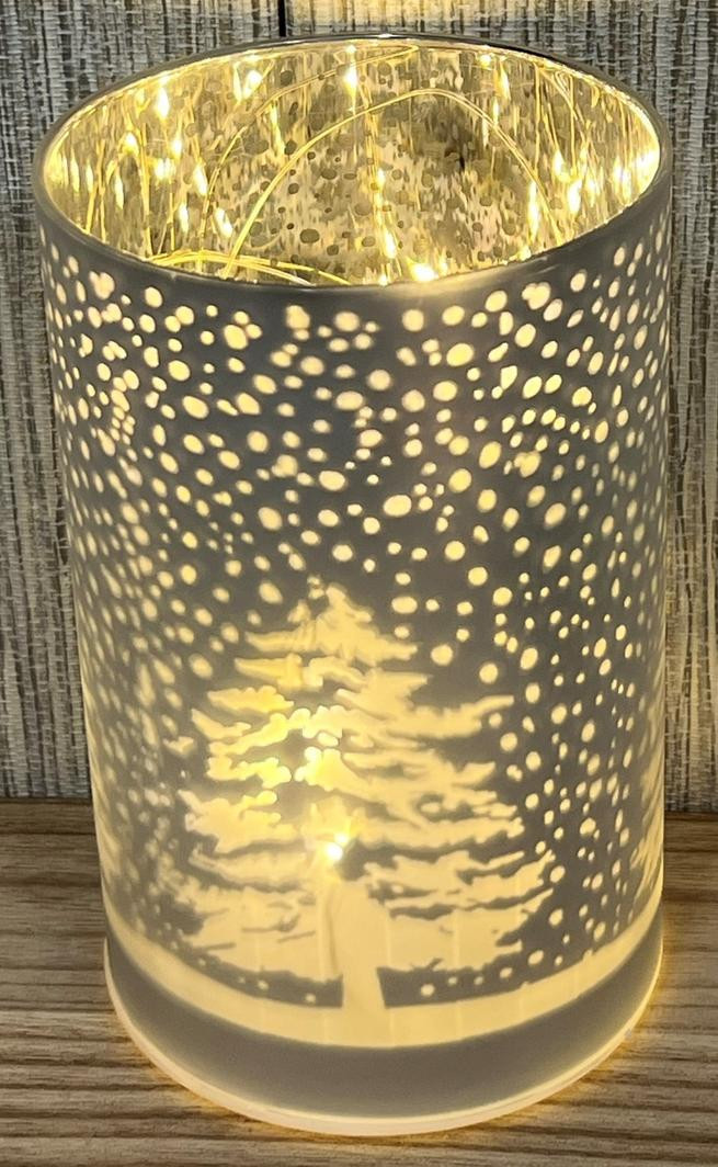 Light up LED decorative glass lamp with tree and snow pattern - Adore ...