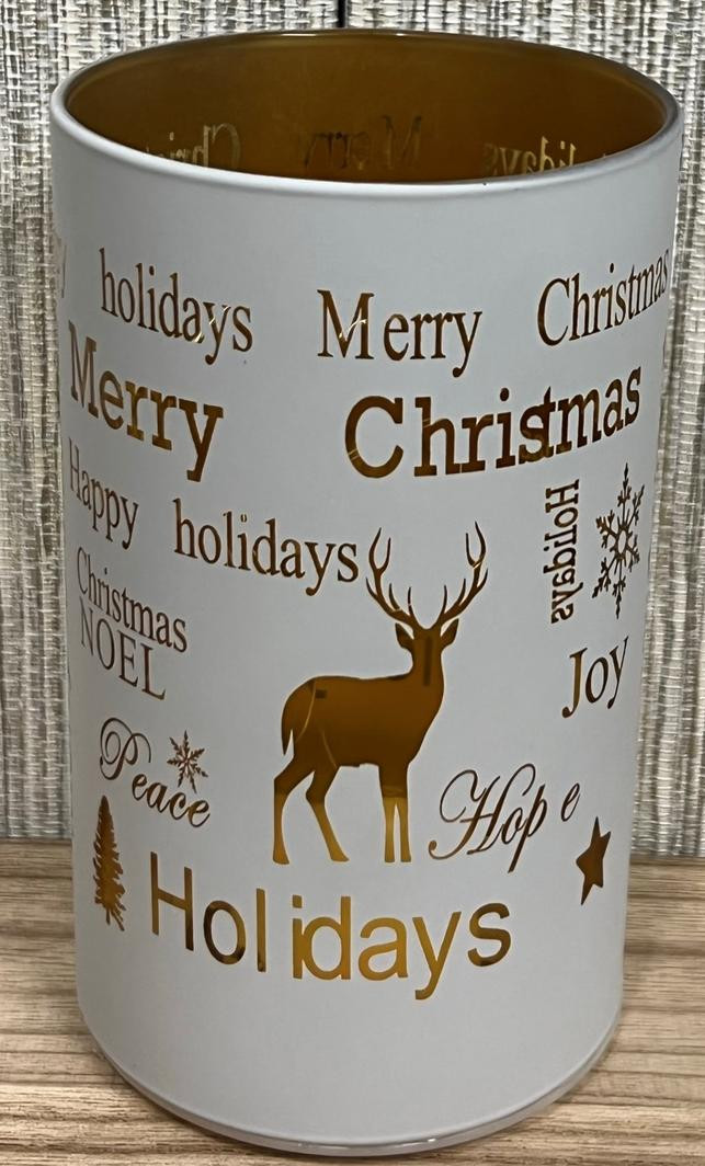 Light up LED decorative glass lamp with festive cheer pattern - Adore ...