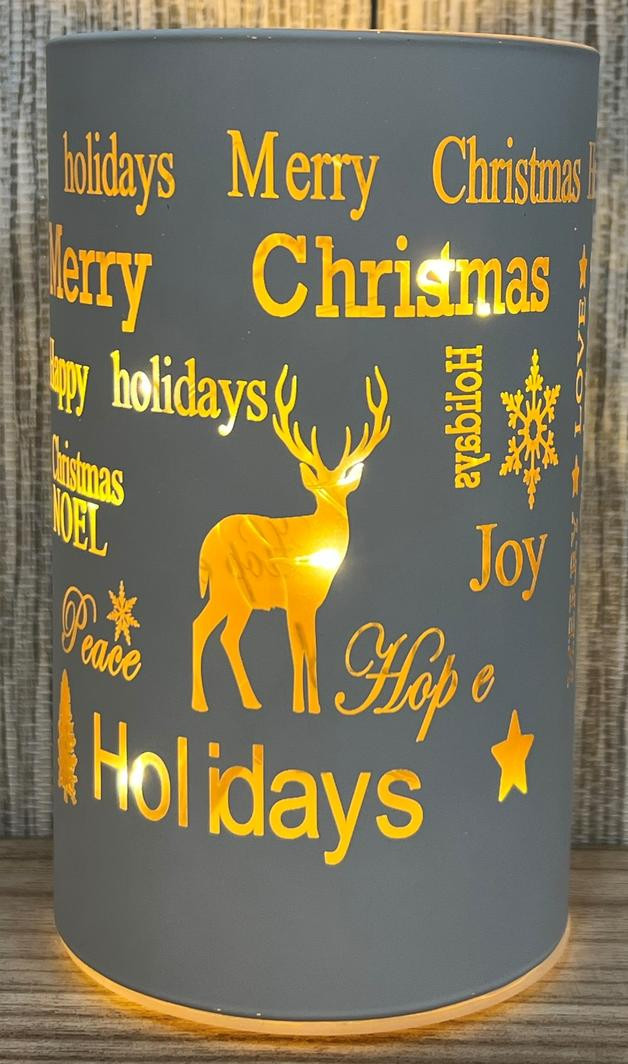 Light up LED decorative glass lamp with festive cheer pattern - Adore ...