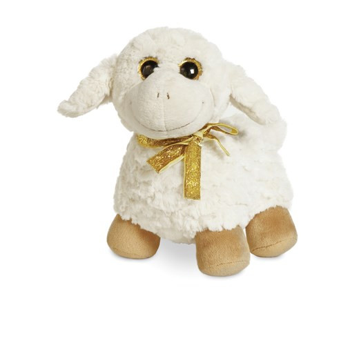 Soft Toy sheep standing with gold glitter eyes - approx 24cm tall ...