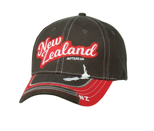 Grey cap with Red applique New Zealand Aotearoa - Adore Collection