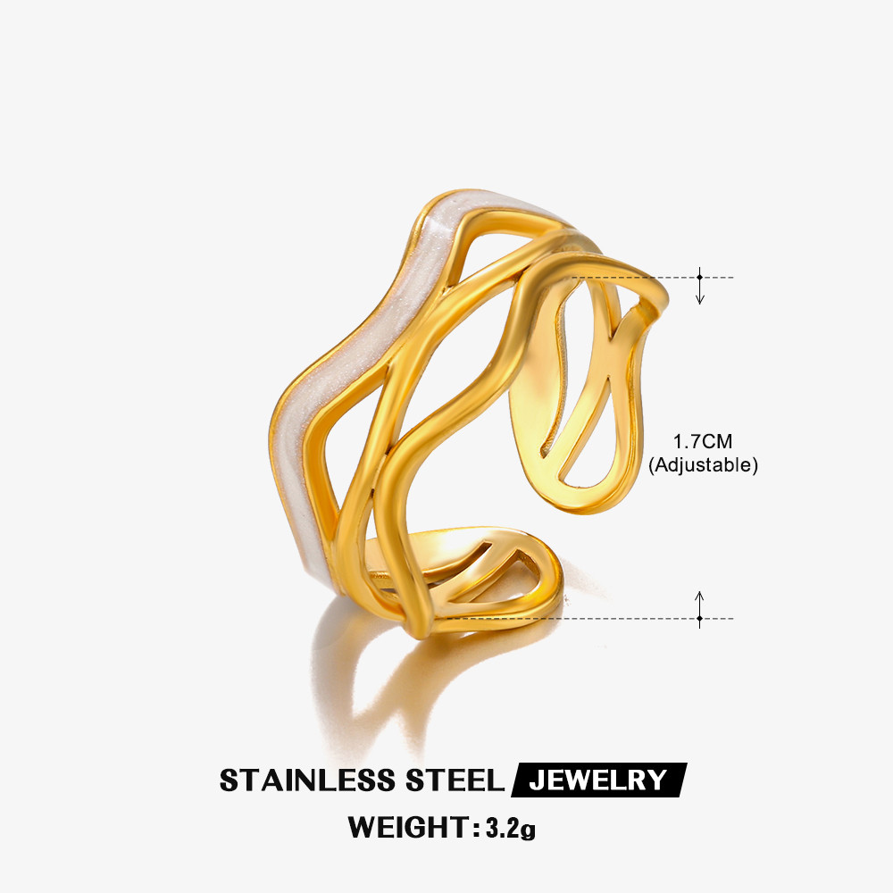 Gold colour wavy line adjustable ring - Adore Collection