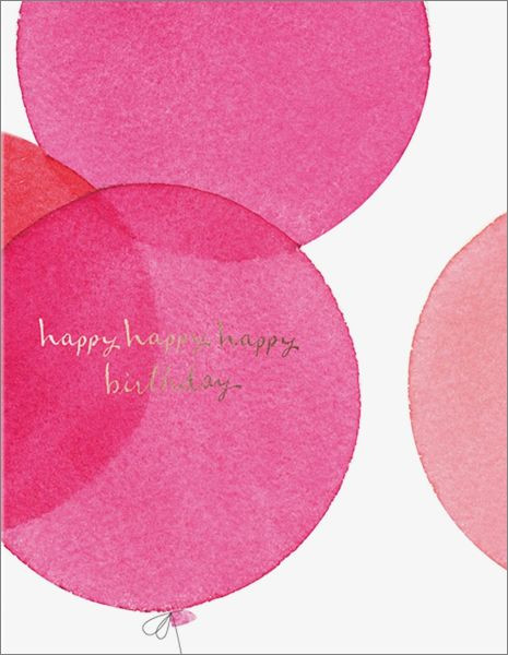 Greeting card - Pink balloons 'Happy happy happy birthday' - Adore ...