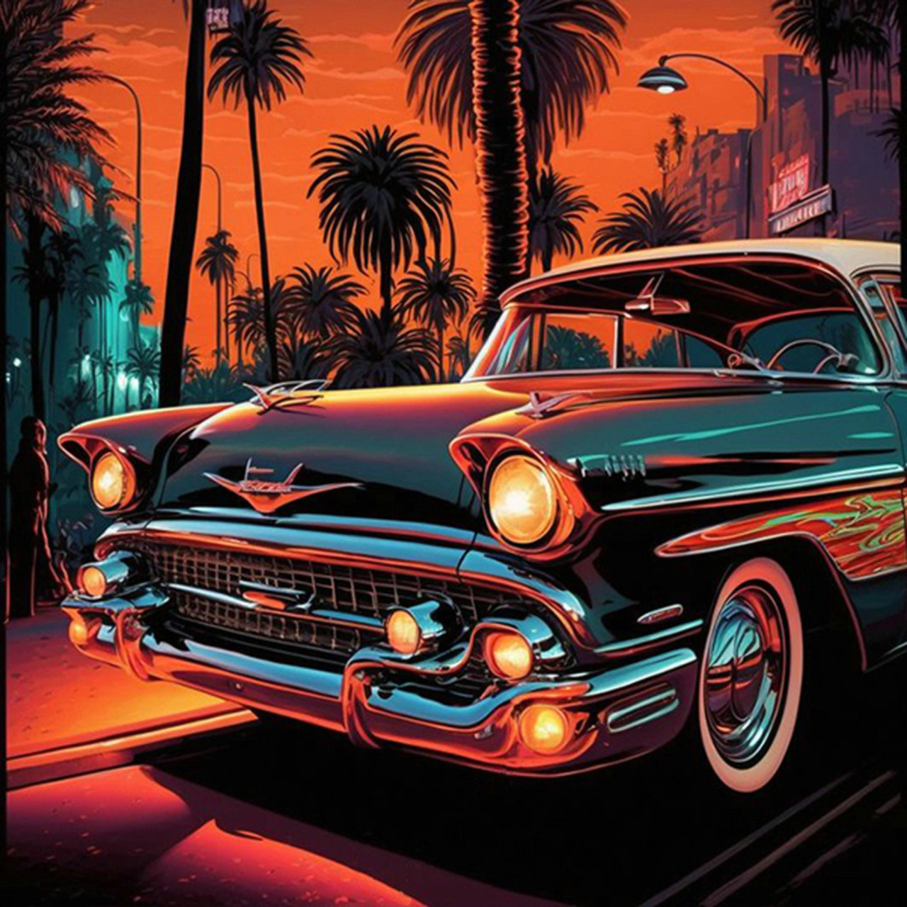 Set of 6 glass coasters with Classic Car designs - Adore Collection