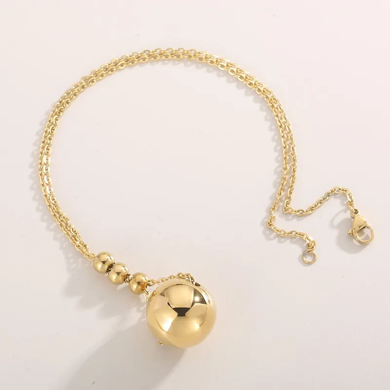 Stainless steel ball necklace on gold coloured chain - Adore Collection