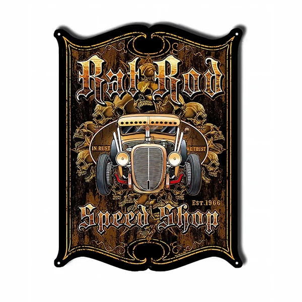 Rat Rod speed shop large metal sign (46cm tall) - Adore Collection