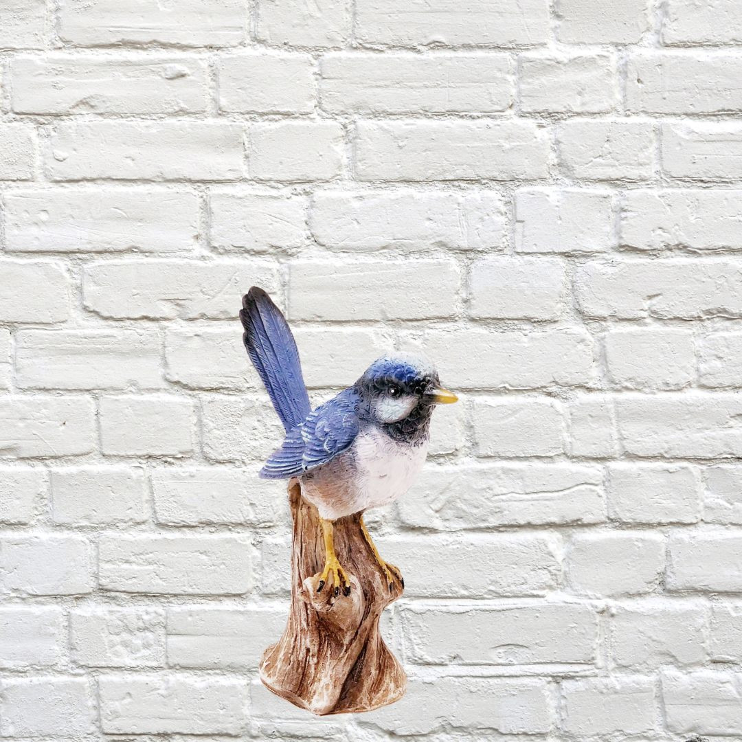 Blue Wren on Log Polyresin - Adore Collection