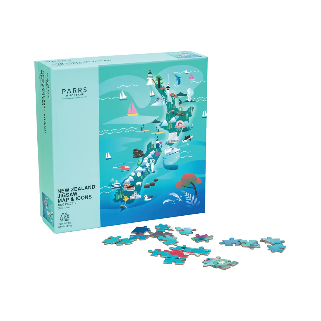 NZ Map Jigsaw Puzzle with Icons of Aotearoa - Adore Collection