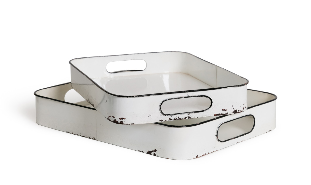 white enamel tray retro style - Adore Collection