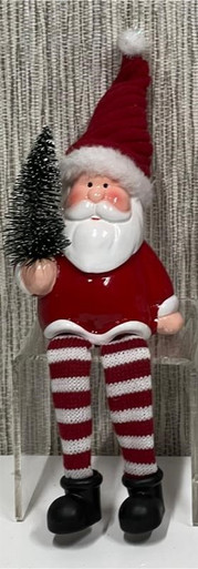 Christmas Santa shelf sitter with dangly legs and tree - Adore Collection