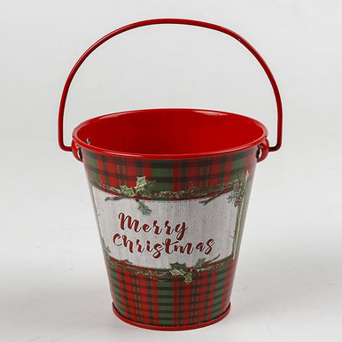 Merry Christmas tin bucket - red - Adore Collection