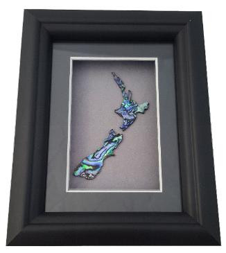 Framed Paua Map of New Zealand - Large - Adore Collection