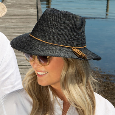 caroline style Fedora sun hat in a mixed black colour - Adore Collection